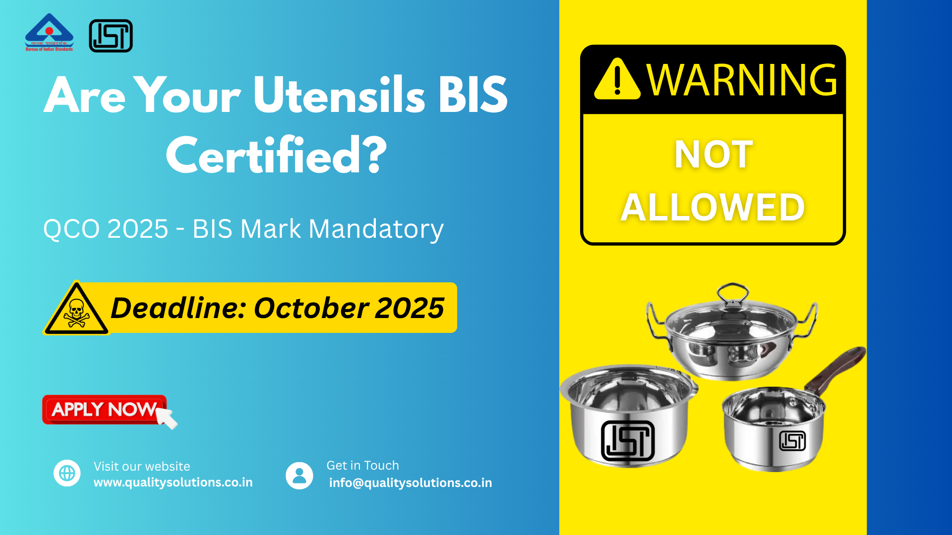 ISI mark mandatory for stainless steel |Deadline: October 2025